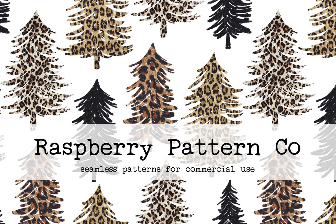 Animal Print Christmas Tree Seamless Pattern, Leopard Christmas ...