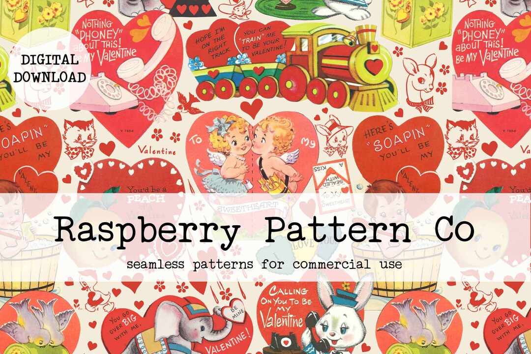 Vintage Valentine Seamless Pattern, Funny Valentine Seamless, Retro ...