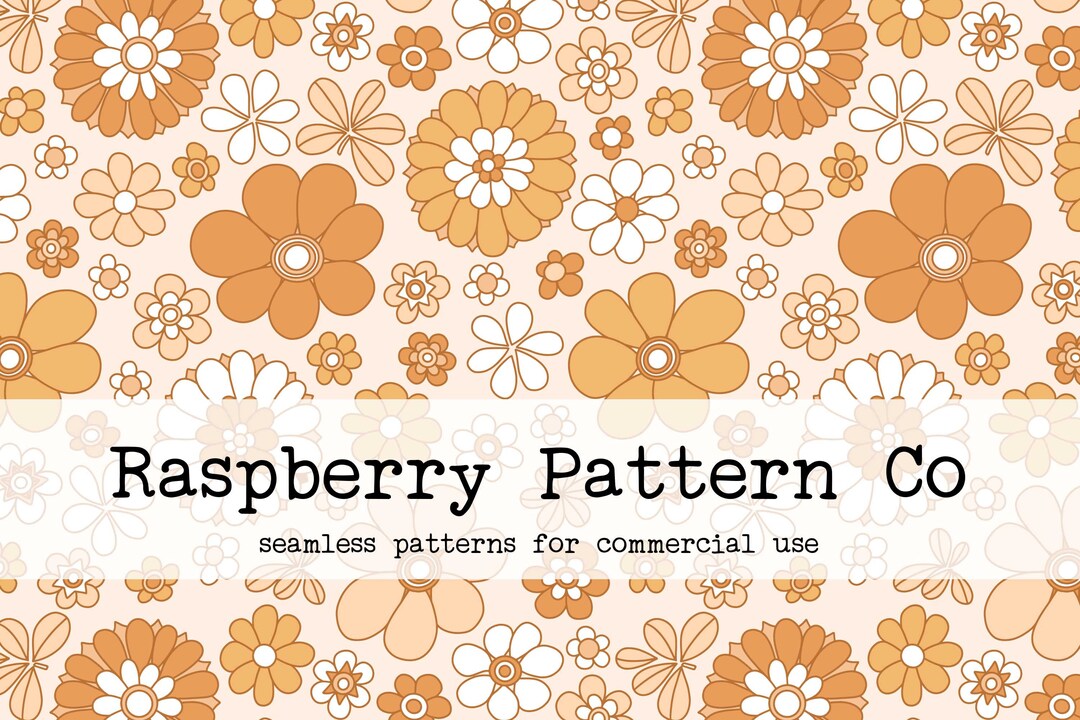 Retro Floral Seamless Pattern Flower Power 60s Boho for Commercial Use ...