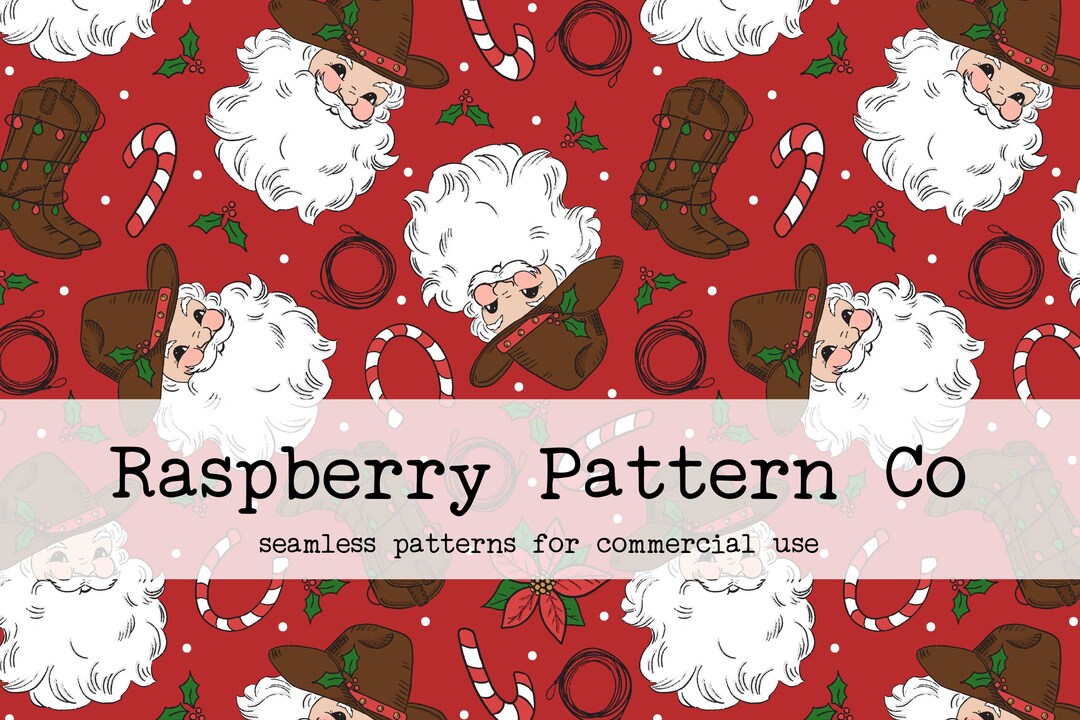 Cowboy Santa Seamless Pattern for Commercial Use, Christmas Seamless ...