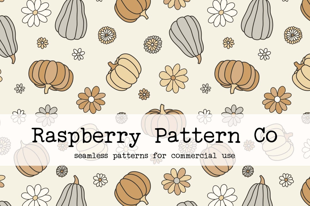 Pumpkin Thanksgiving Fall Neutral Cute Retro Boho Seamless Pattern for ...