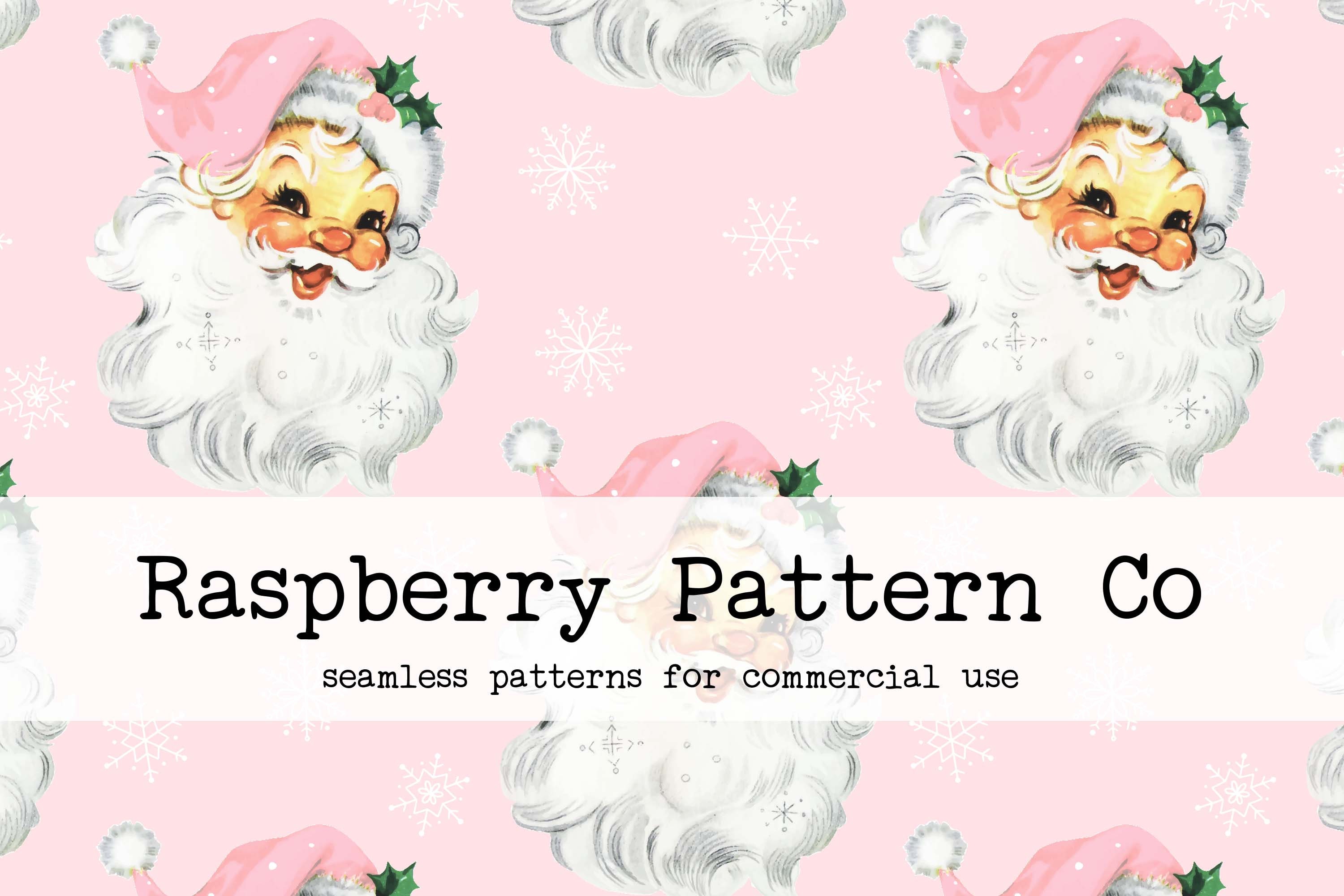 Pink Retro Vintage Santa Seamless Pattern for Commercial Use | Etsy