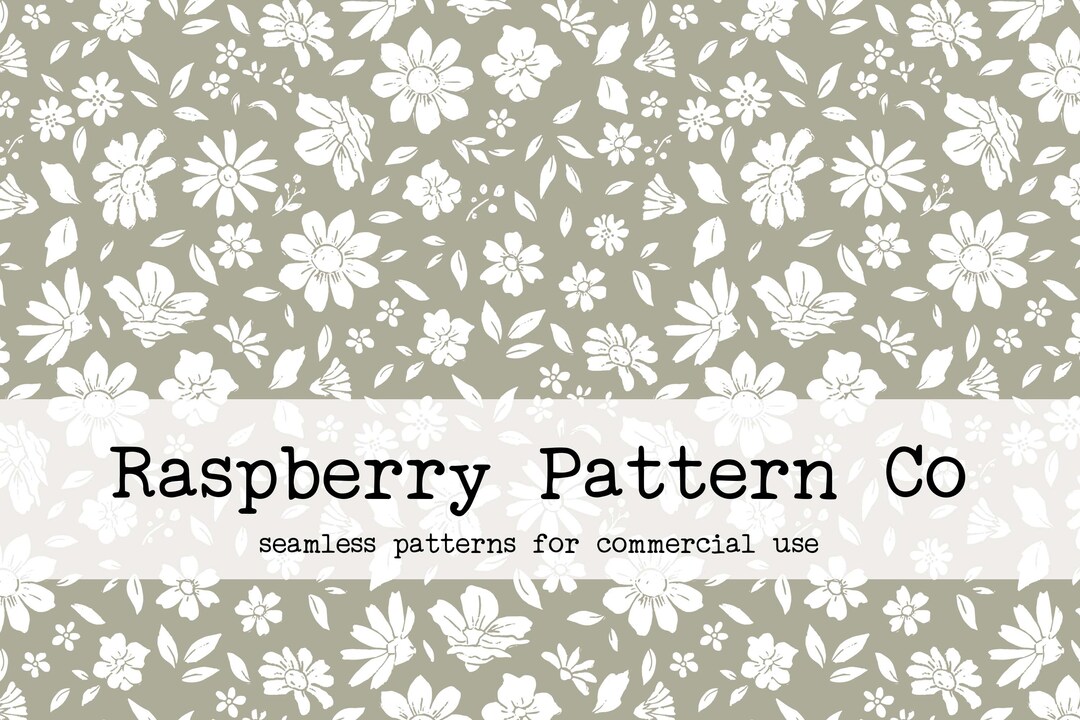 Cottage Core Daisy Floral Sage Seamless Pattern Boho Neutral for ...