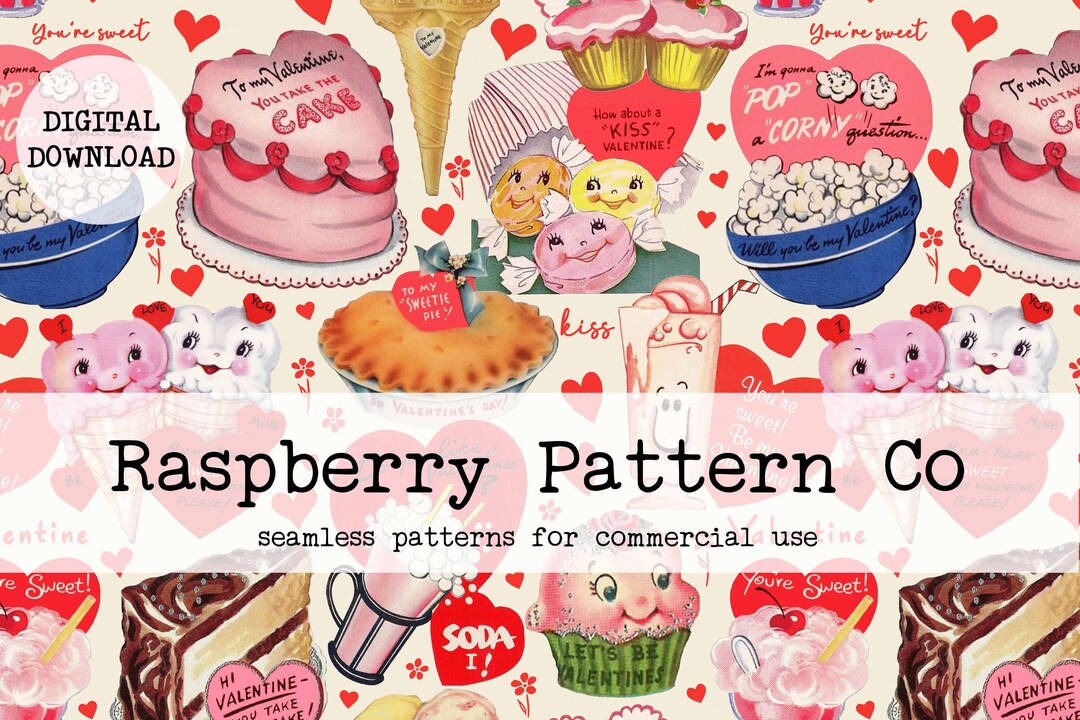 Vintage Valentine Seamless Pattern, Sweet Valentine Seamless, Retro ...
