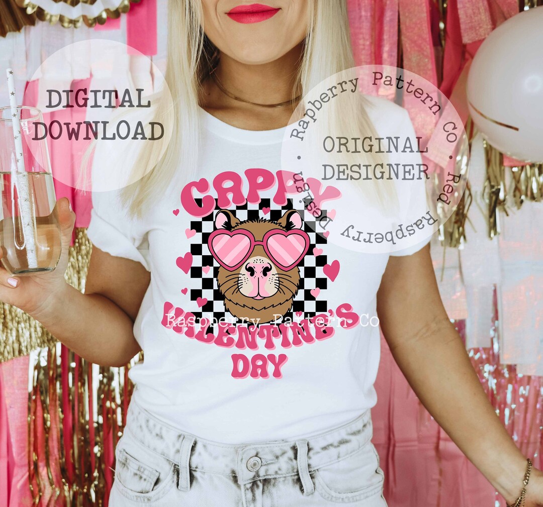 Cappy Valentine's Day PNG Sublimation, Valentine's Day PNG, Capybara ...