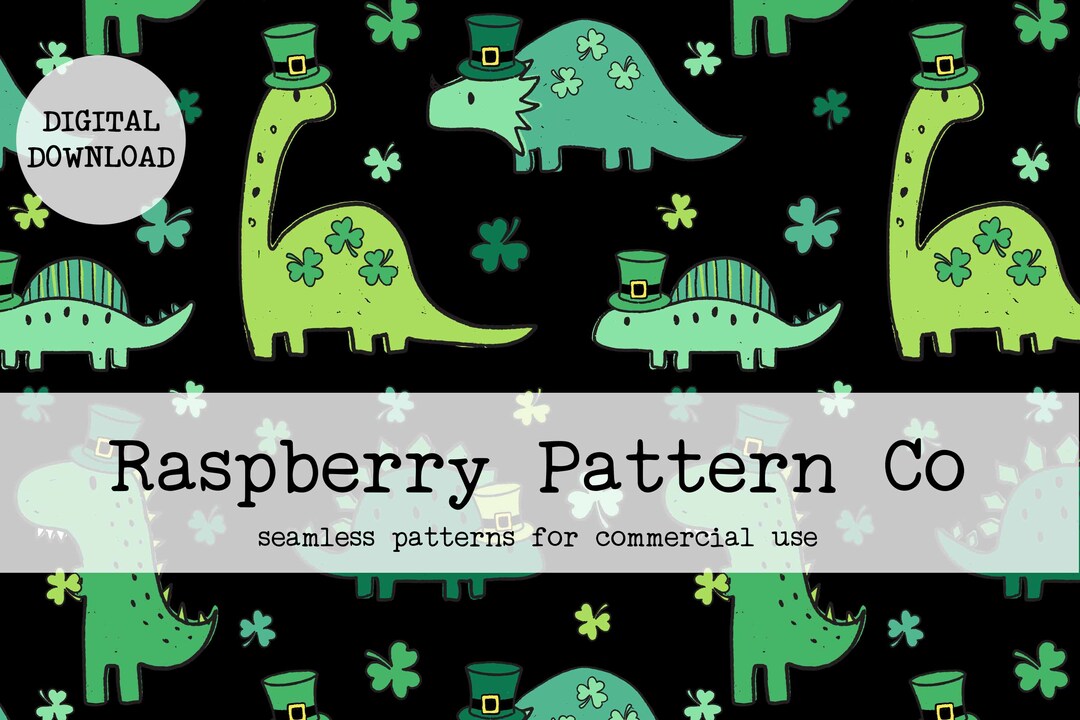 St Patricks Day Lucky Irish Dinosaurs Gender Neutral Seamless Repeat ...