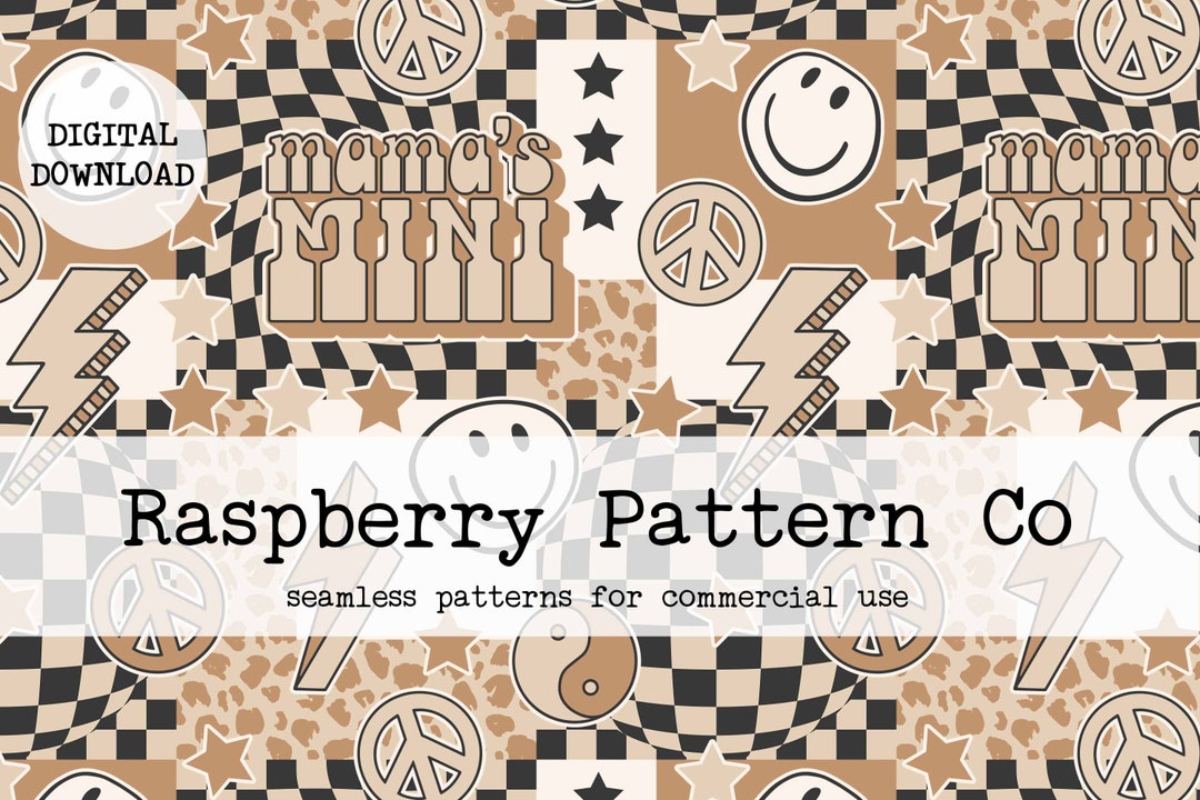 Mama's Mini Retro Patchwork Seamless Pattern, Mini Patchwork Seamless, Mother's Day Seamless ...