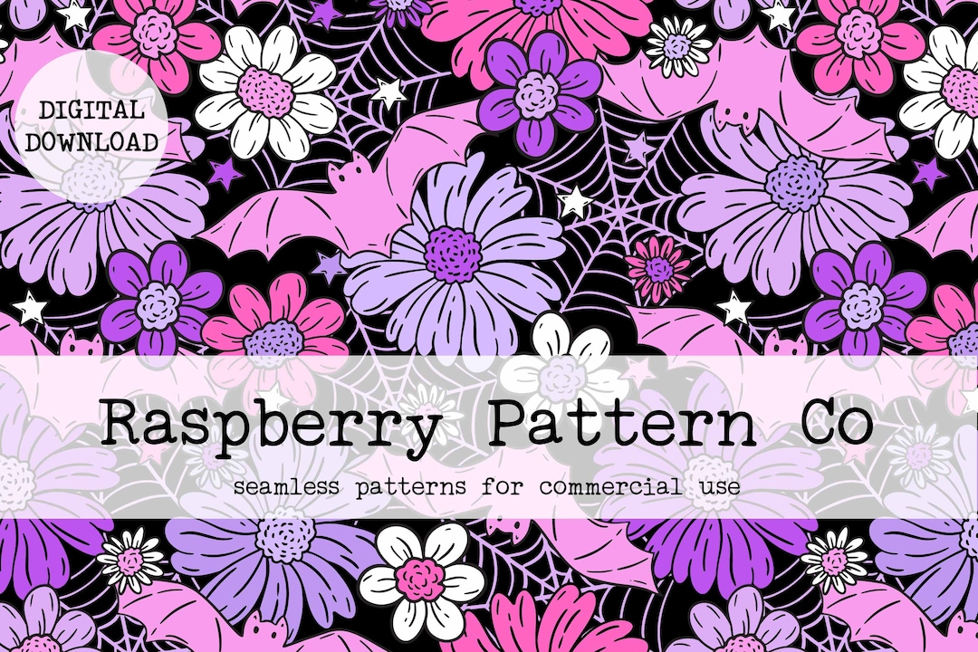 Halloween Floral Bats Pastel Seamless Pattern,spooky Cute Halloween ...