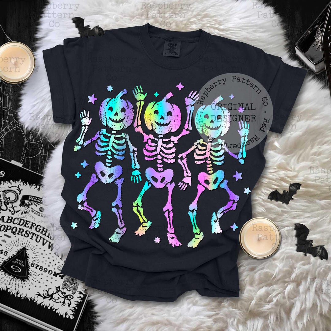 Halloween Dancing Skeletons PNG, Iridescent Halloween PNG, Spooky ...