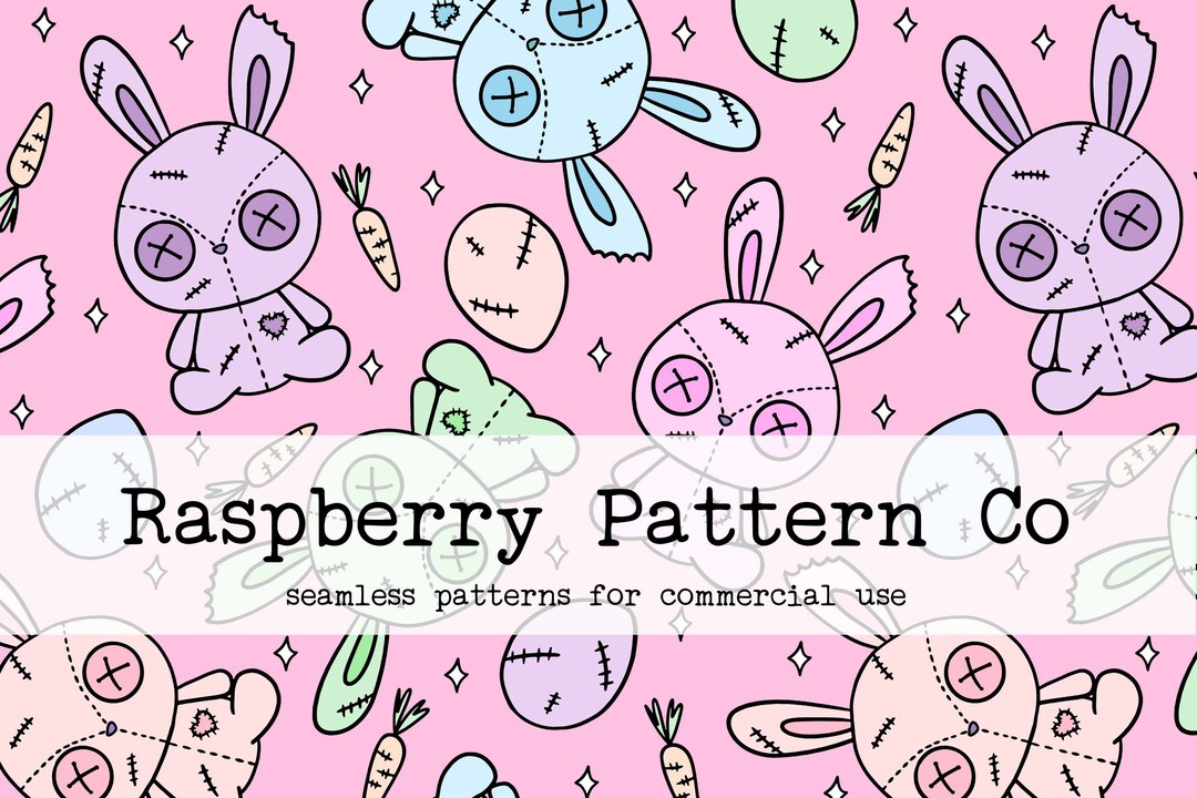 Zombie Bunny Creepy Spooky Easter Pastel Seamless Pattern for ...