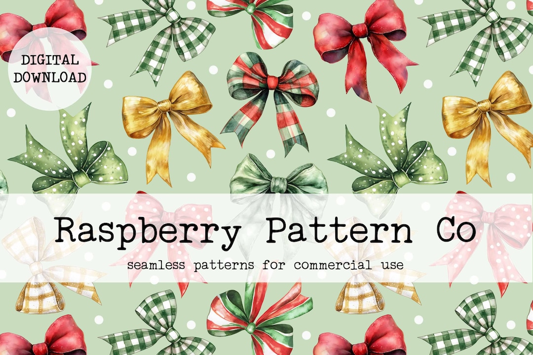 Coquette Christmas Bows Seamless Pattern, Christmas Tartan Seamless ...
