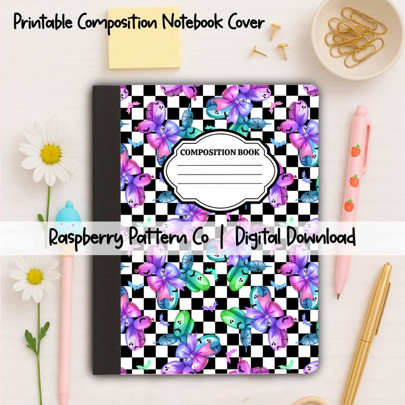 Printable Composition Notebook Cover PNG, Coquette Balloon Dog ...