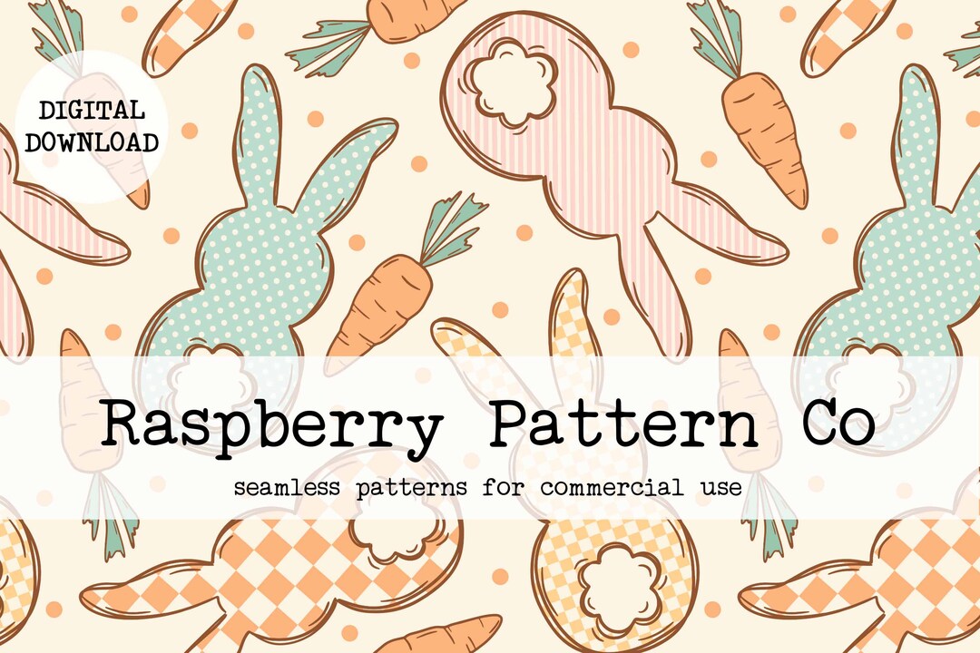 Retro Cottage Core Easter Bunny Seamless File, Pastel Easter Seamless ...