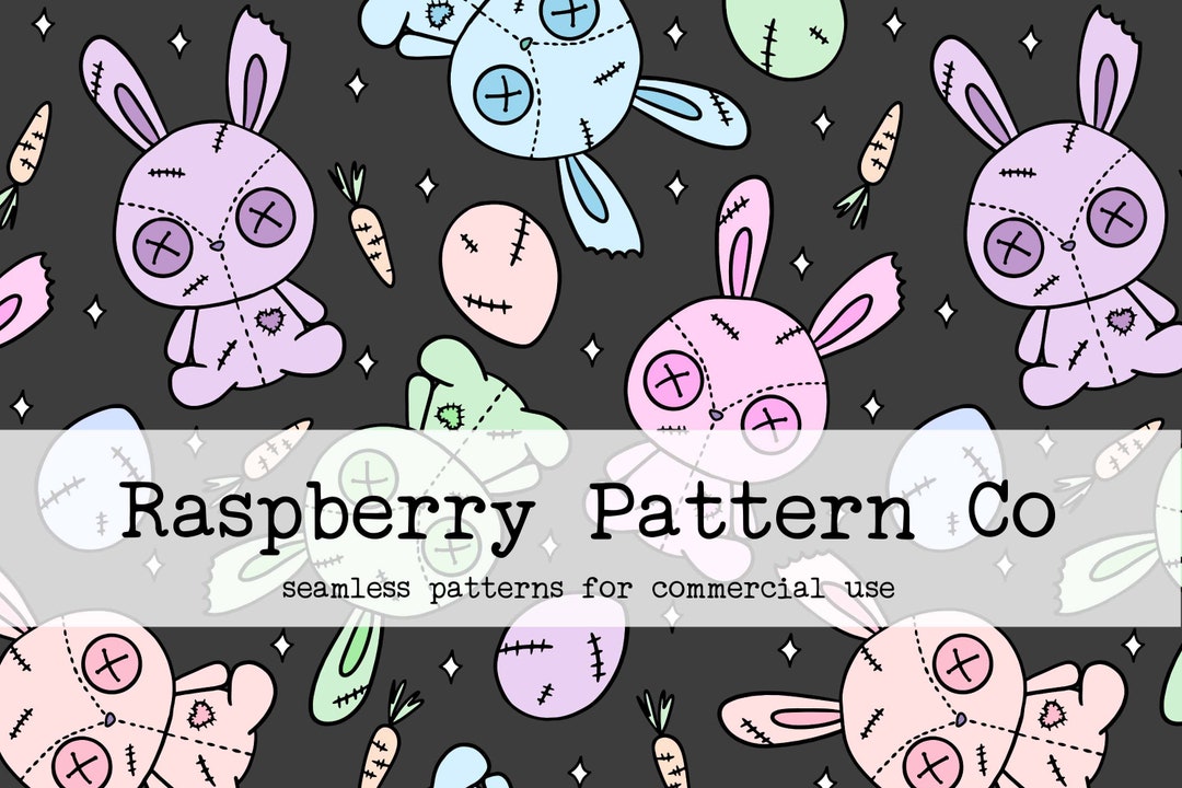 Zombie Bunny Creepy Spooky Easter Pastel Seamless Pattern for ...