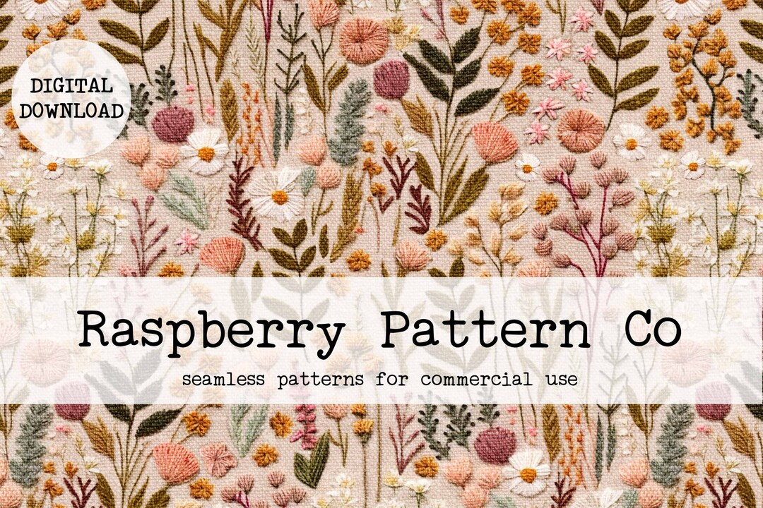 Embroidery Seamless File, Wildflower Embroidery Seamless, Cottage Core ...