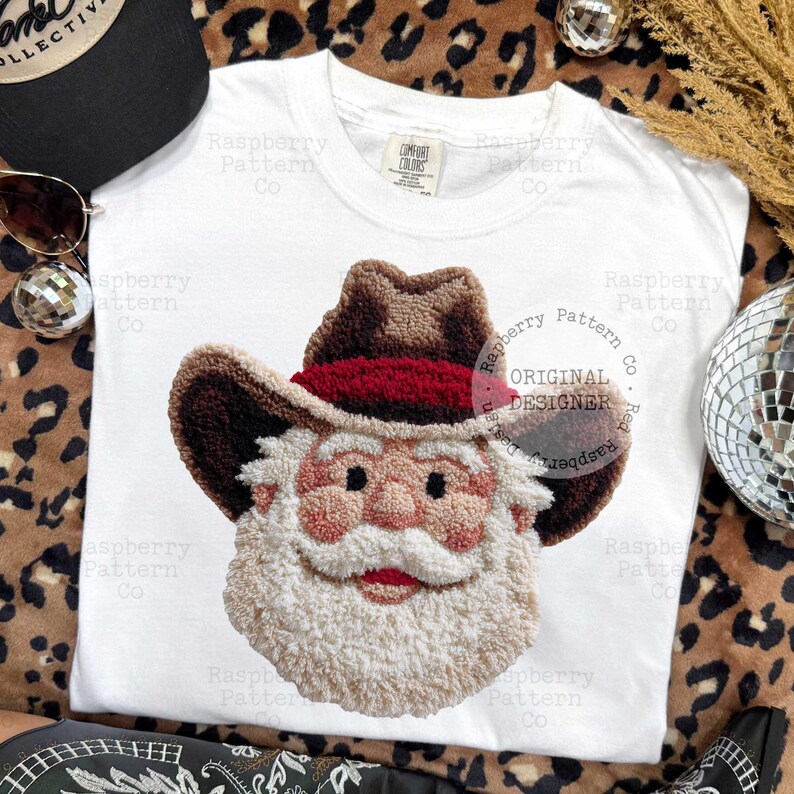 Latch Hook Yarn Faux Embroidery Western Santa Design, Holiday Christmas ...