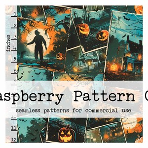 Retro Scary Horror Halloween Patchwork Seamless, Halloween Collage ...