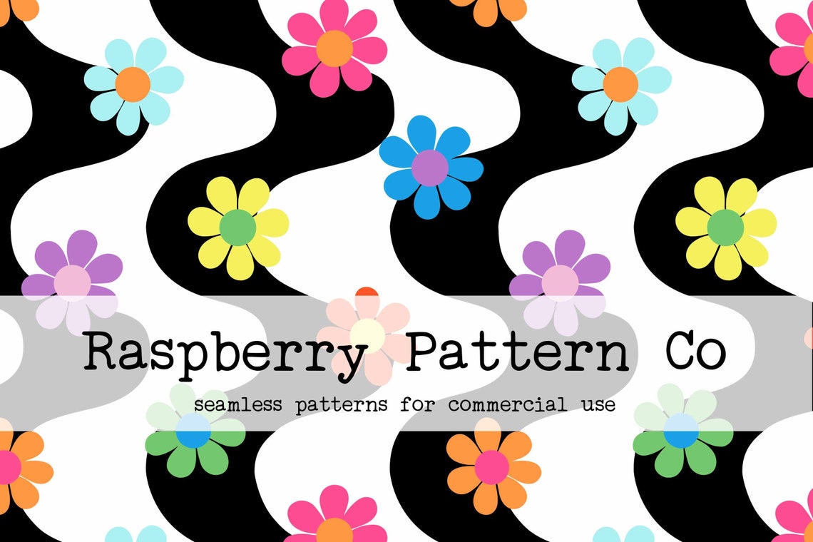 Groovy Retro Rainbow Daisy Floral Seamless Pattern for - Etsy