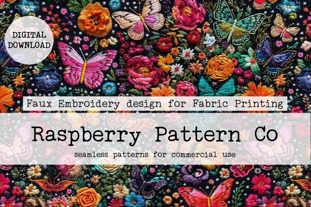 Embroidery Seamless File, Jewel Rainbow Butterfly Floral Embroidery ...