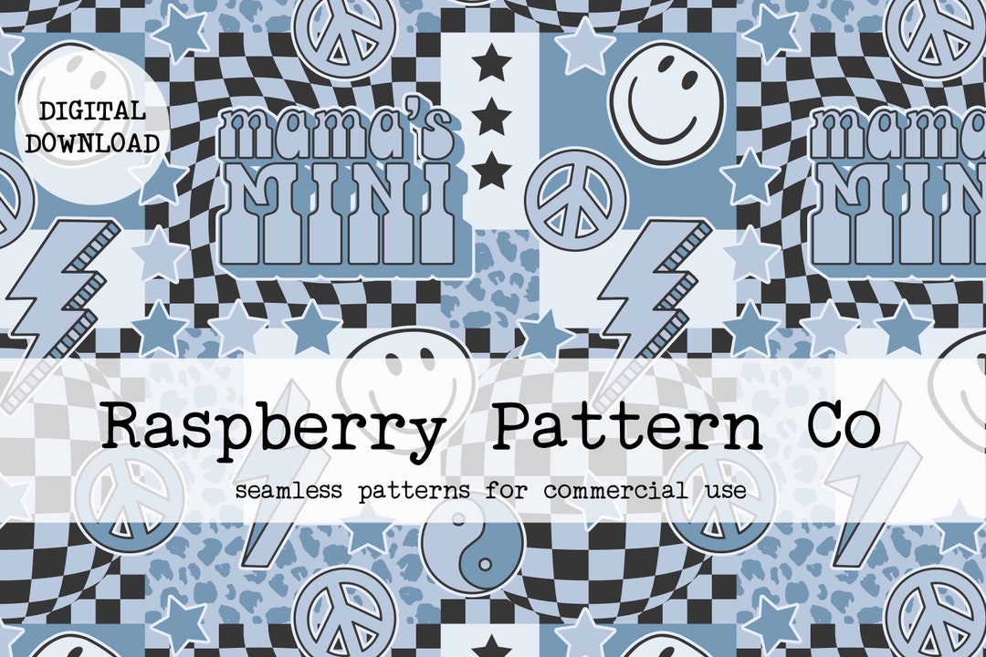 Mama's Mini Retro Patchwork Seamless Pattern, Mini Patchwork Seamless, Mother's Day Seamless ...
