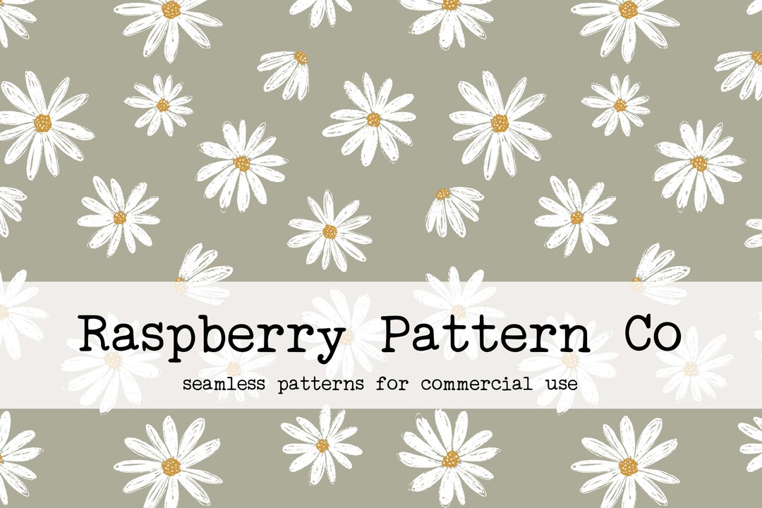Cottage Core Vintage Daisy Floral Sage Seamless Pattern, Boho Floral ...