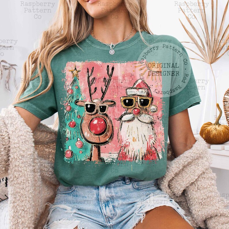Preppy Santa Claus Png, Glitter Santa Claus,preppy Cute Reindeer Png ...