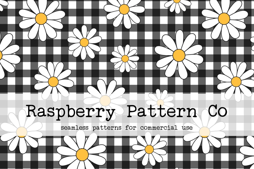 Boho Gingham Daisy Floral Neutral Seamless Pattern for - Etsy