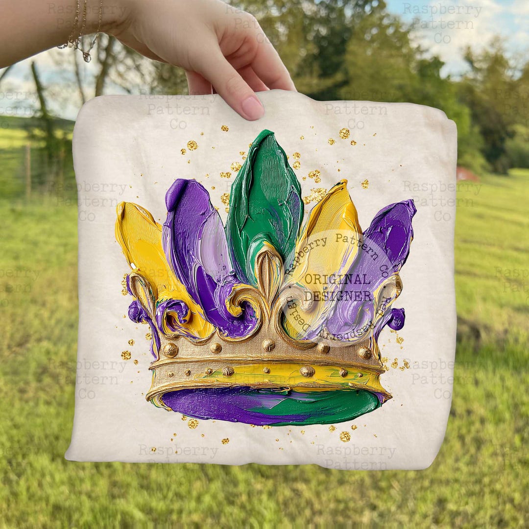 Mardi Gras Crown Brushstroke PNG, Louisiana Preppy Y2K Mardi Gras Beads ...