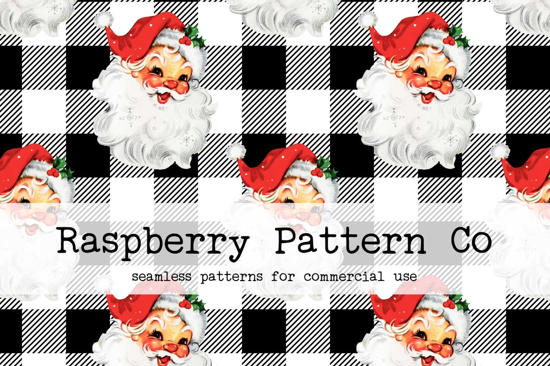 Retro Vintage Santa Plaid Seamless Pattern for Commercial Use ...