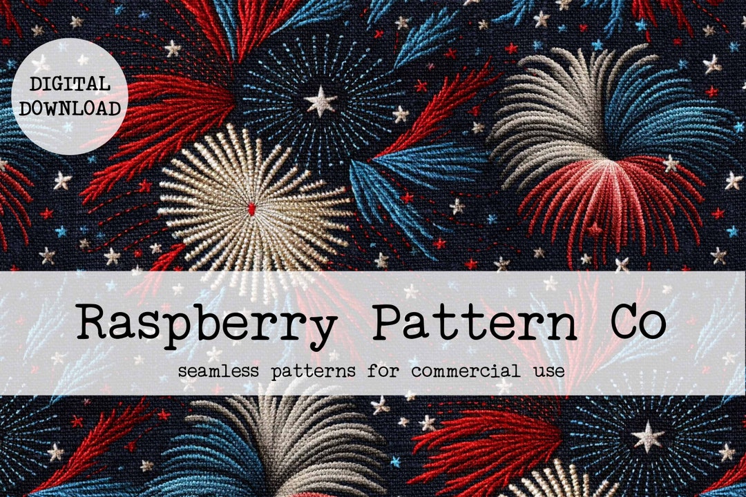 Embroidery Seamless File, Patriotic Fireworks Embroidery Seamless, Red ...