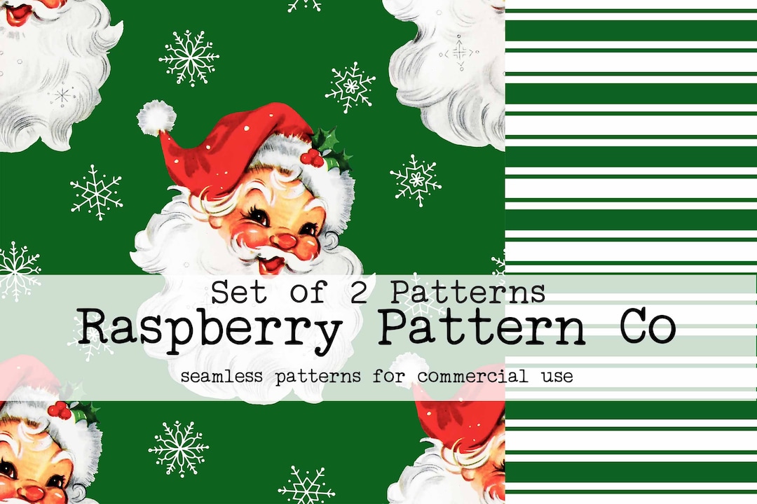Vintage Retro Red Watercolor Santa Seamless Pattern, Vintage Christmas ...