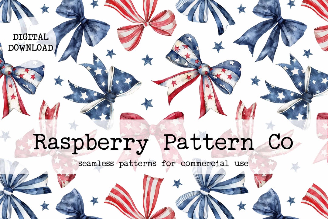 Coquette 4th of July Bows Seamless File, Patriotic America Digital ...