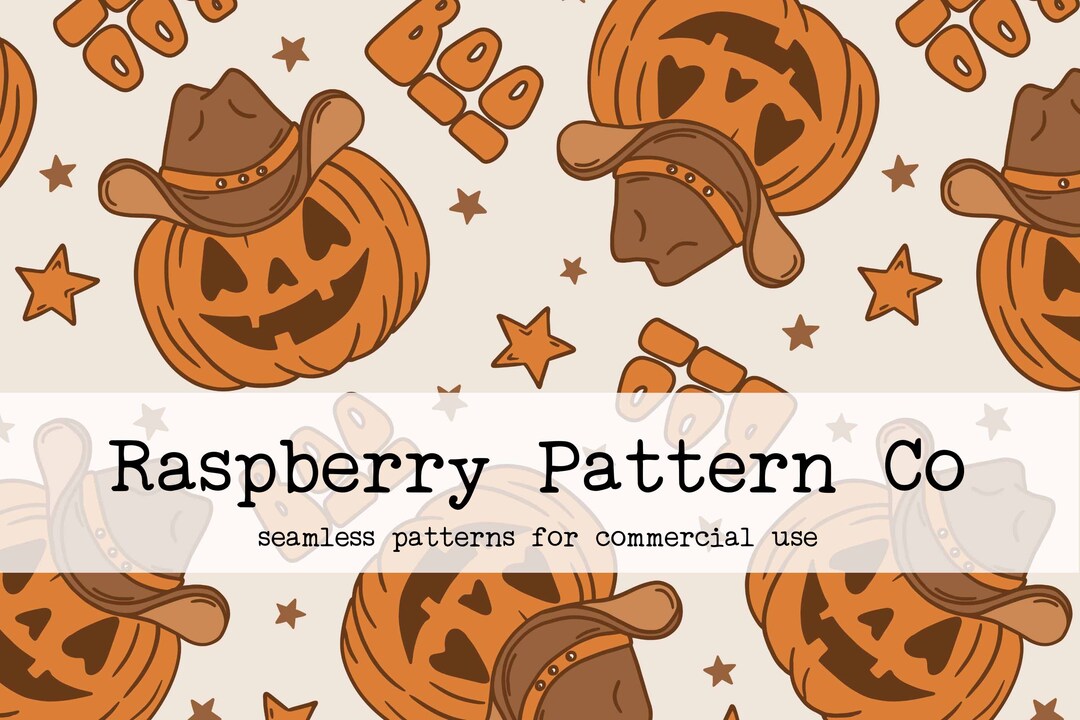 Howdy Pumpkin Jack O Lantern Seamless Pattern for Commercial Use ...