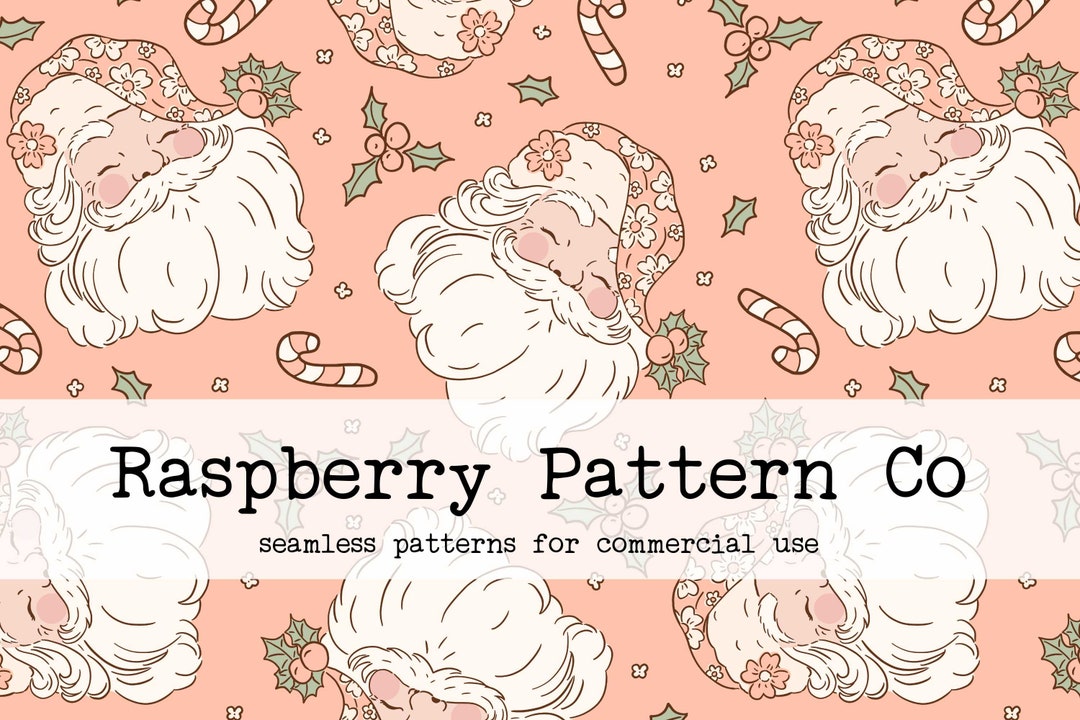 Boho Floral Retro Vintage Santa Seamless Pattern for Commercial Use ...