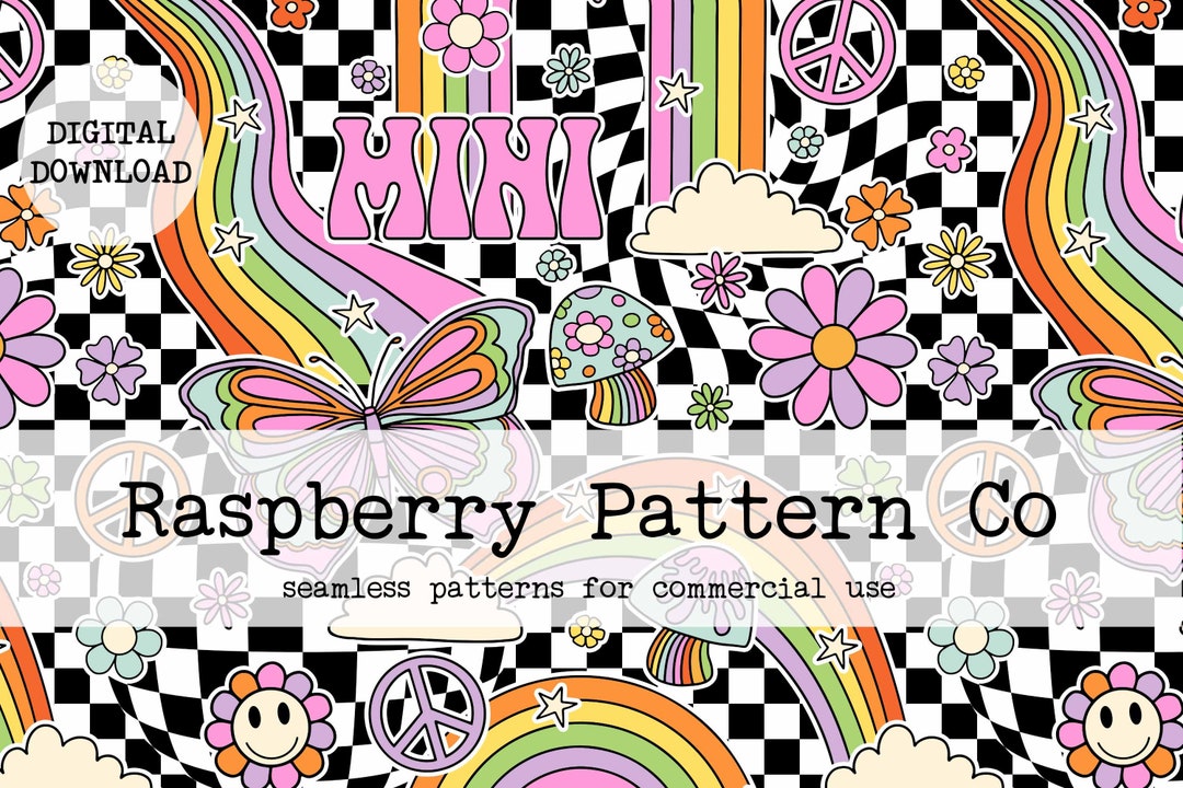 Mini Retro Rainbow Patchwork Seamless Pattern, Mini Patchwork Seamless, Mother's Day Seamless ...