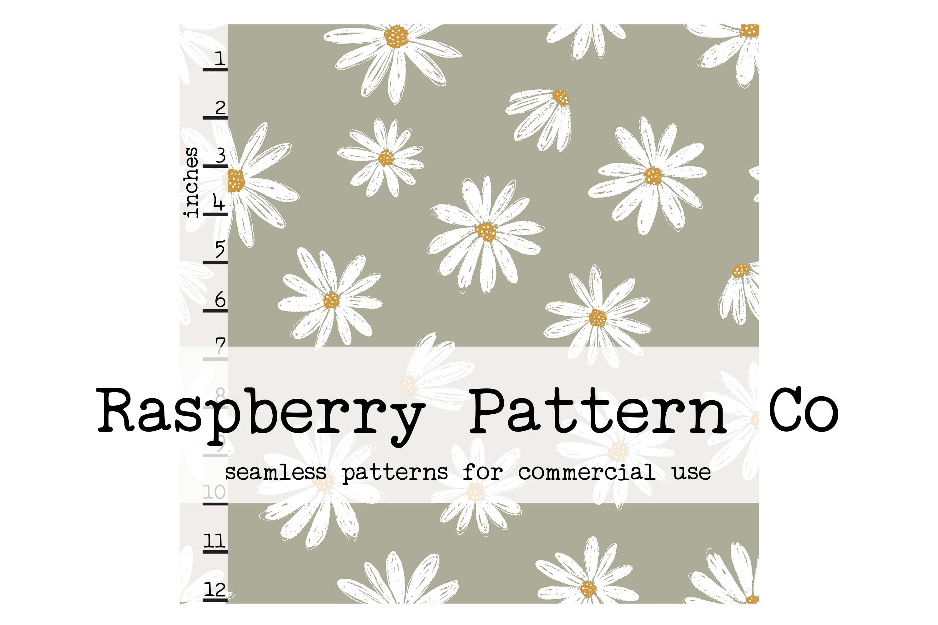 Cottage Core Vintage Daisy Floral Sage Seamless Pattern, Boho Floral ...