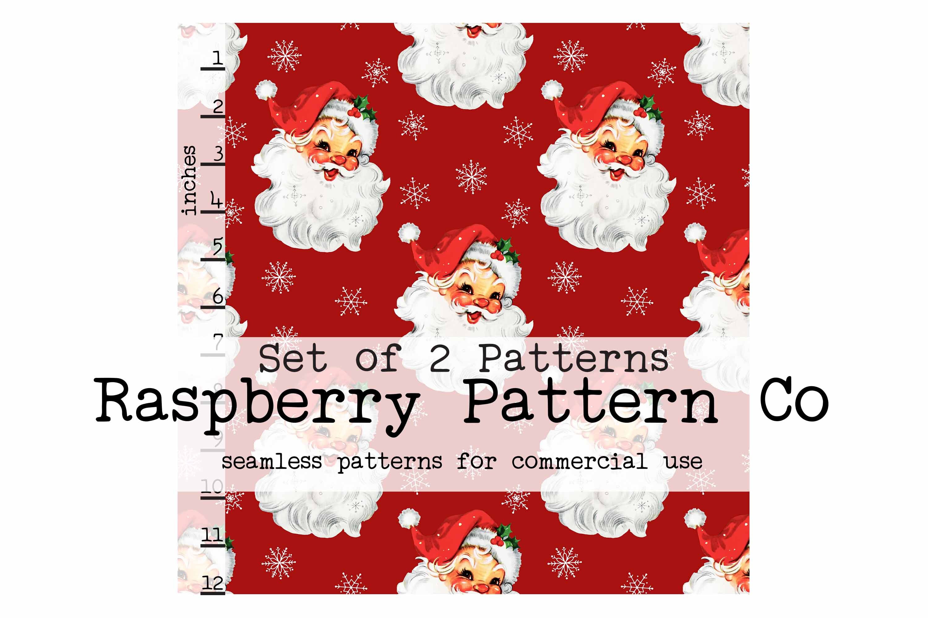 Vintage Retro Red Watercolor Santa Seamless Pattern Vintage - Etsy