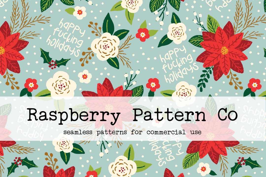 Adult Rude Christmas Floral Seamless Pattern for Commercial Use ...