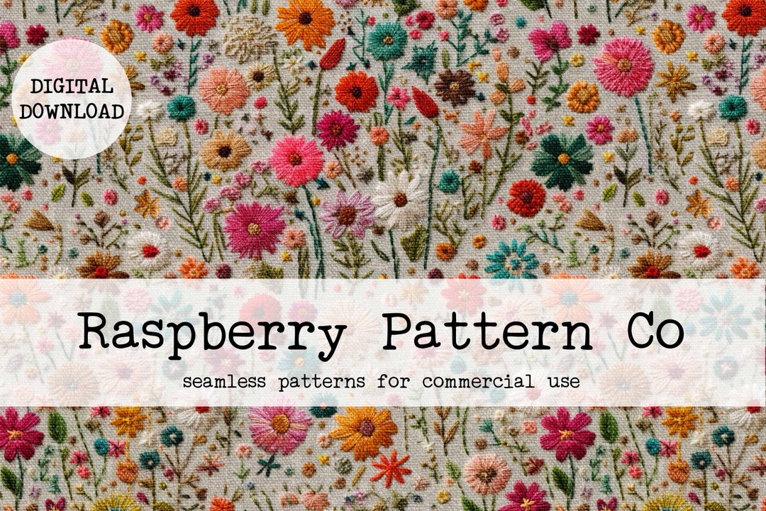 Embroidery Seamless File, Wildflower Embroidery Seamless, Cottage Core ...