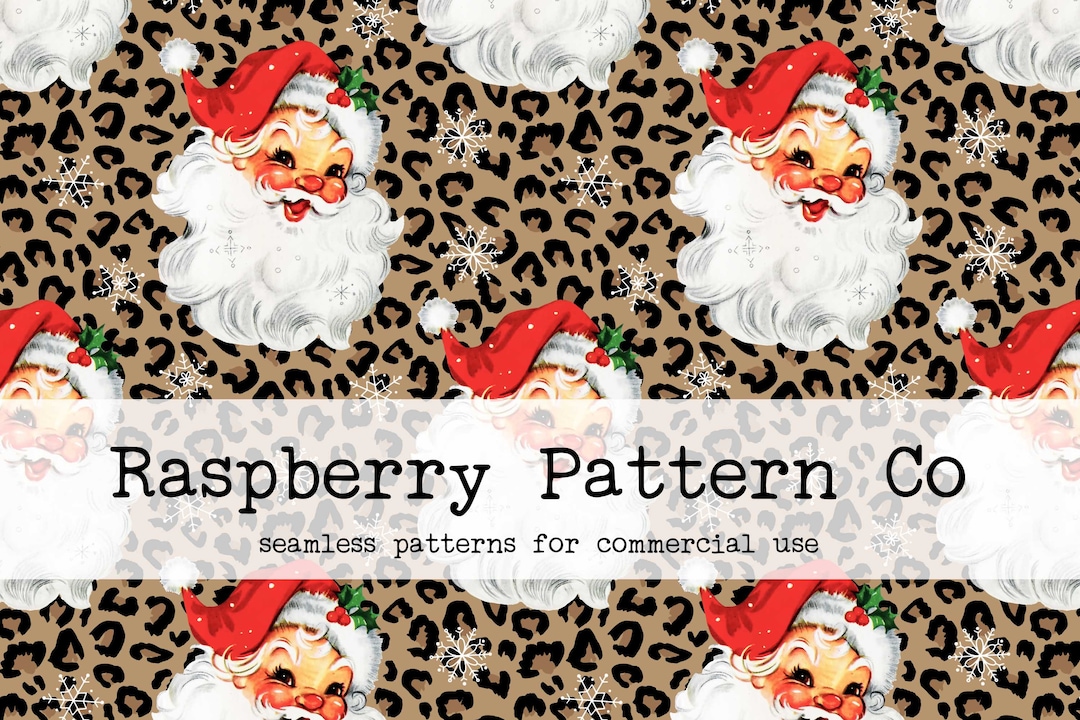 Retro Vintage Santa Leopard Seamless Pattern for Commercial Use ...