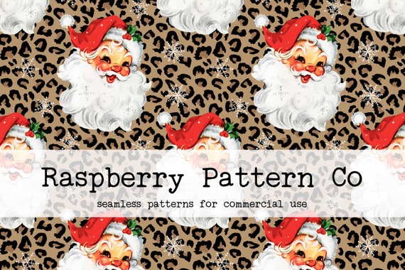 Retro Vintage Santa Leopard Seamless Pattern for Commercial - Etsy