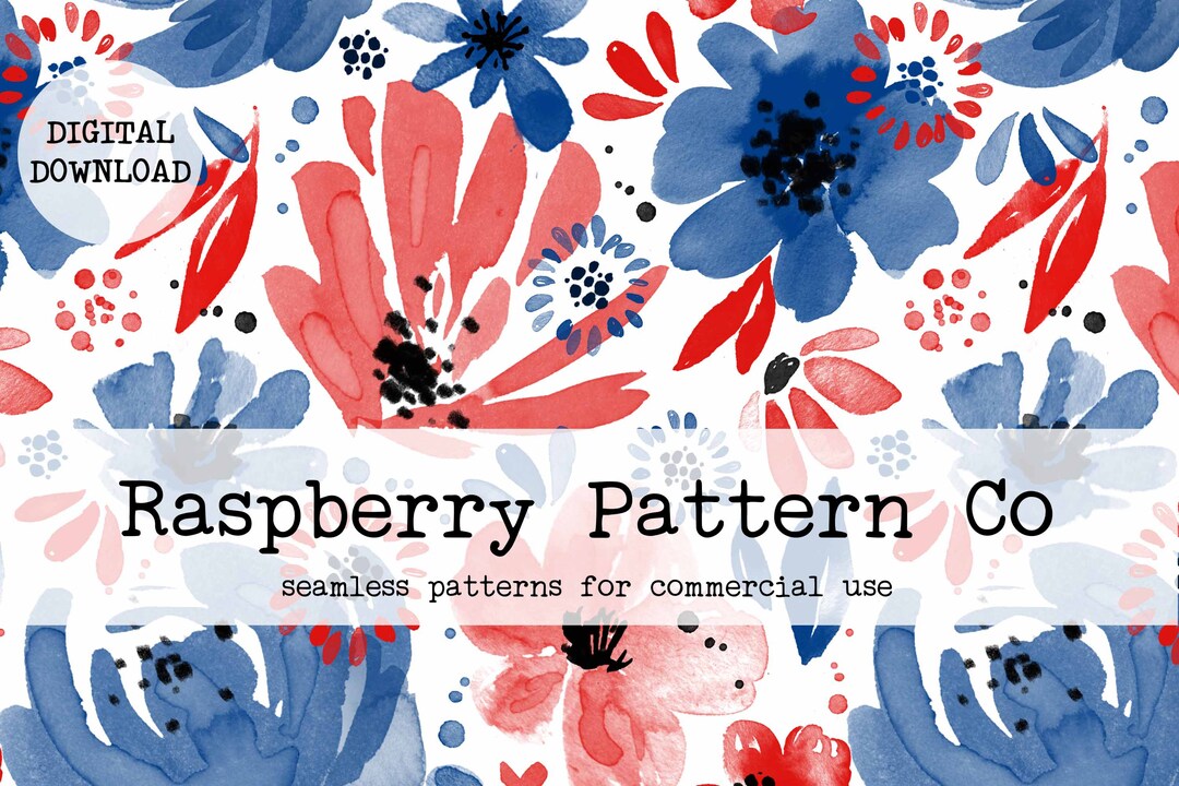 Patriotic Floral Seamless Pattern, Americana Floral Seamless, USA ...