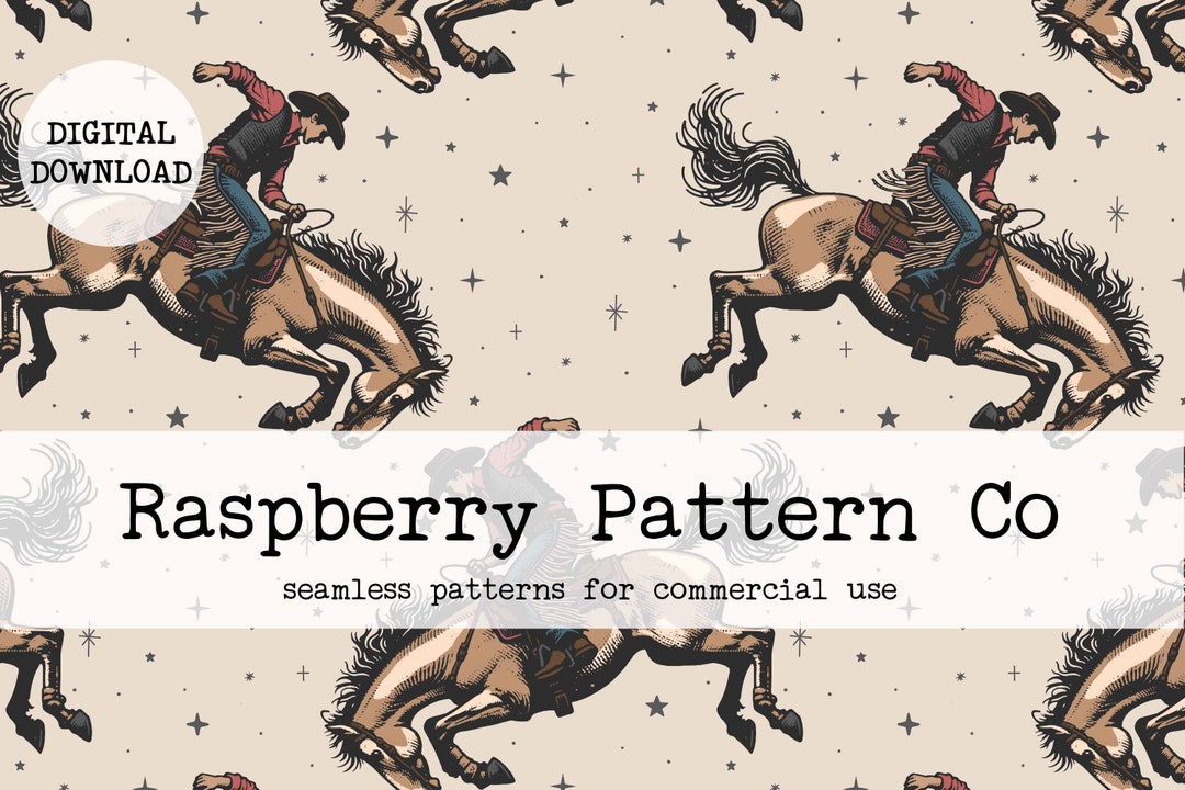 They Call the Thing Rodeo Seamless File, Retro Cowboy Seamless File ...