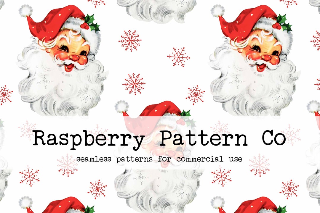 Retro Vintage Santa Seamless Pattern for Commercial Use, Traditional ...