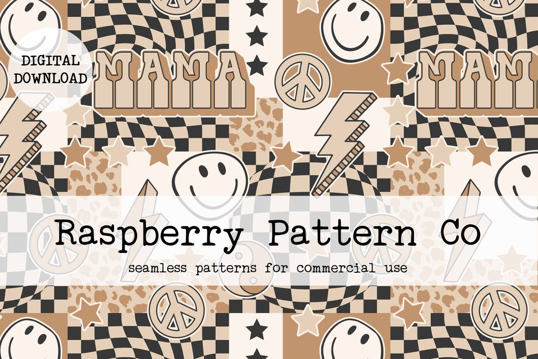 Mama Retro Patchwork Seamless Pattern, Mini Patchwork Seamless, Mother's Day Seamless, Retro ...