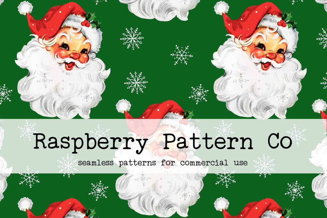 Vintage Retro Red Watercolor Santa Seamless Pattern, Vintage Christmas ...