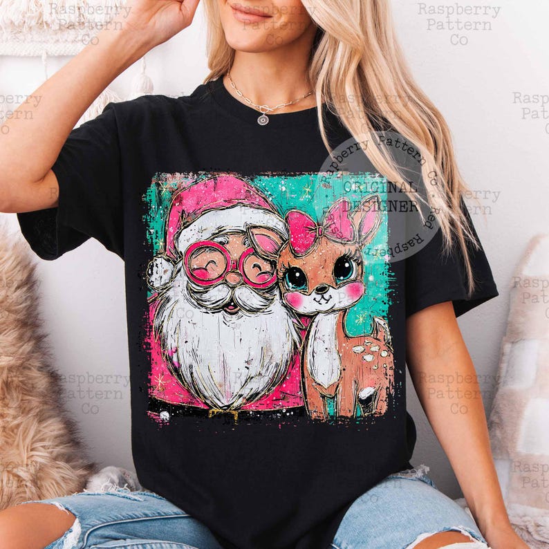 Preppy Santa Claus Png, Glitter Santa Claus, Preppy Cute Reindeer PNG ...