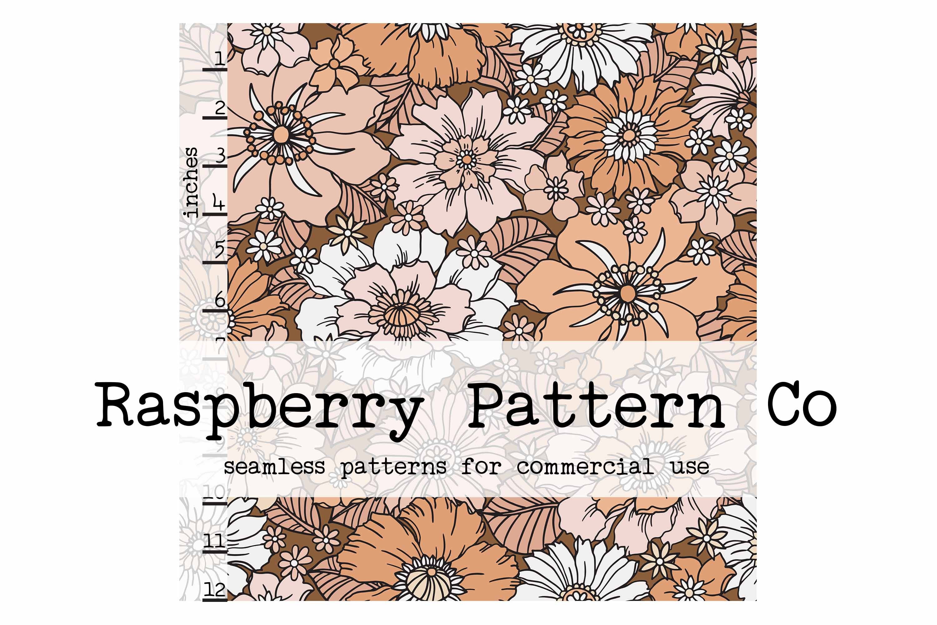 Retro Fall Floral Boho Neutral Seamless Pattern for Commercial - Etsy