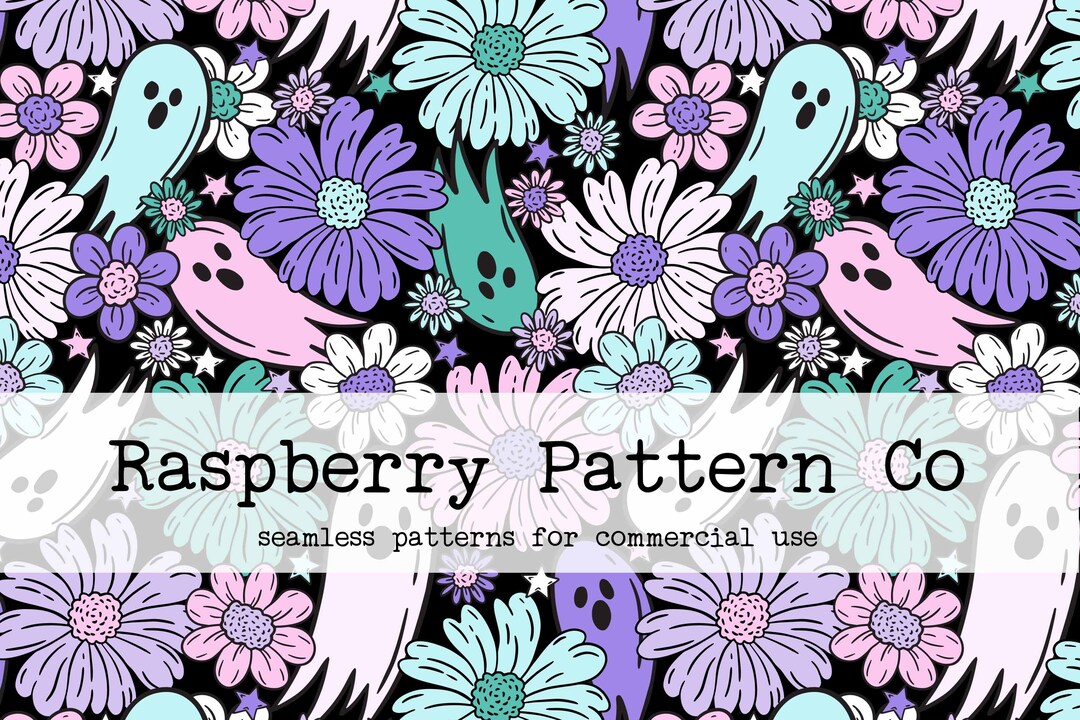 Floral Ghosts Halloween Seamless Pattern File, Pastel Halloween ...