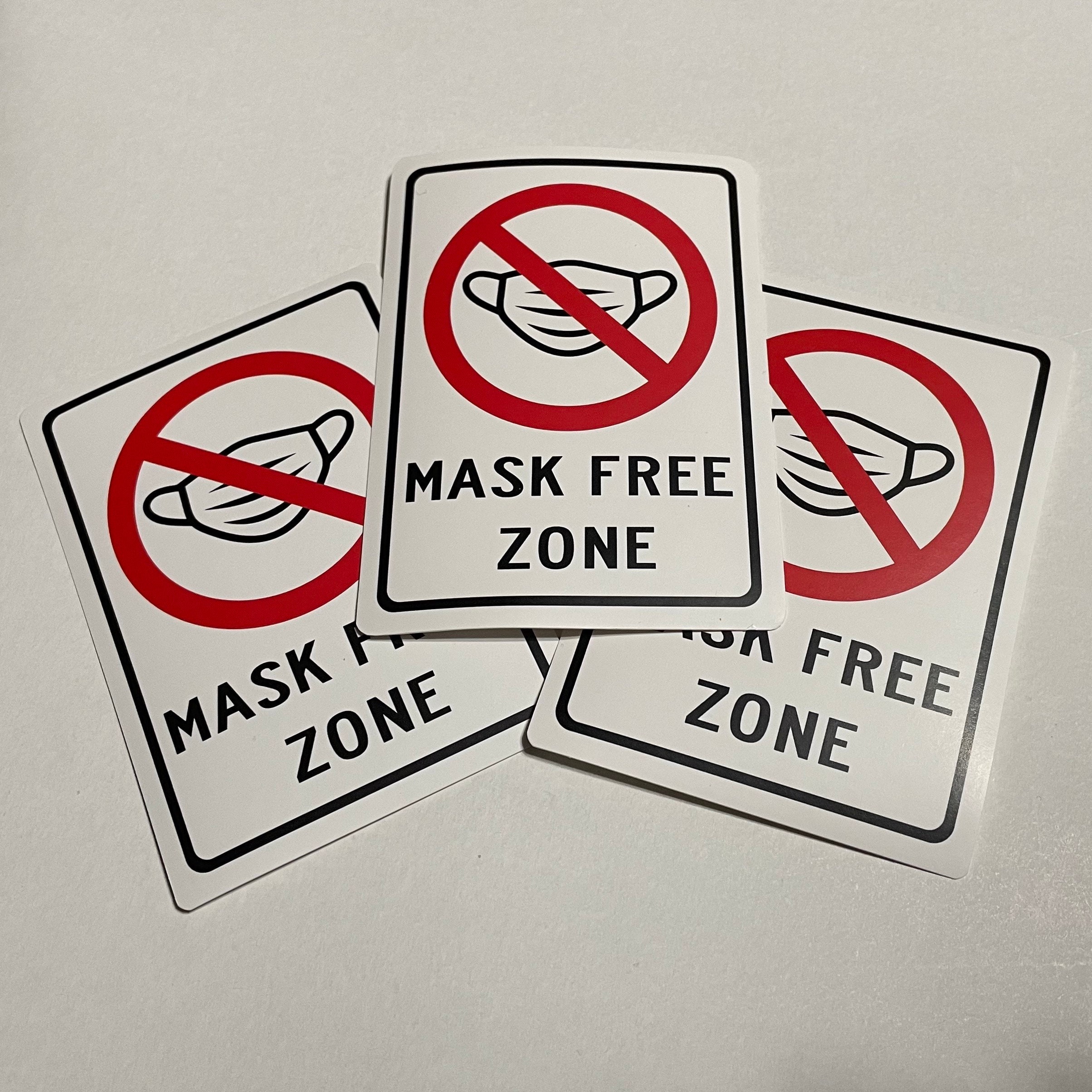 Mask Free Zone 3.5'' X 2.5'' Matte Sticker - Etsy